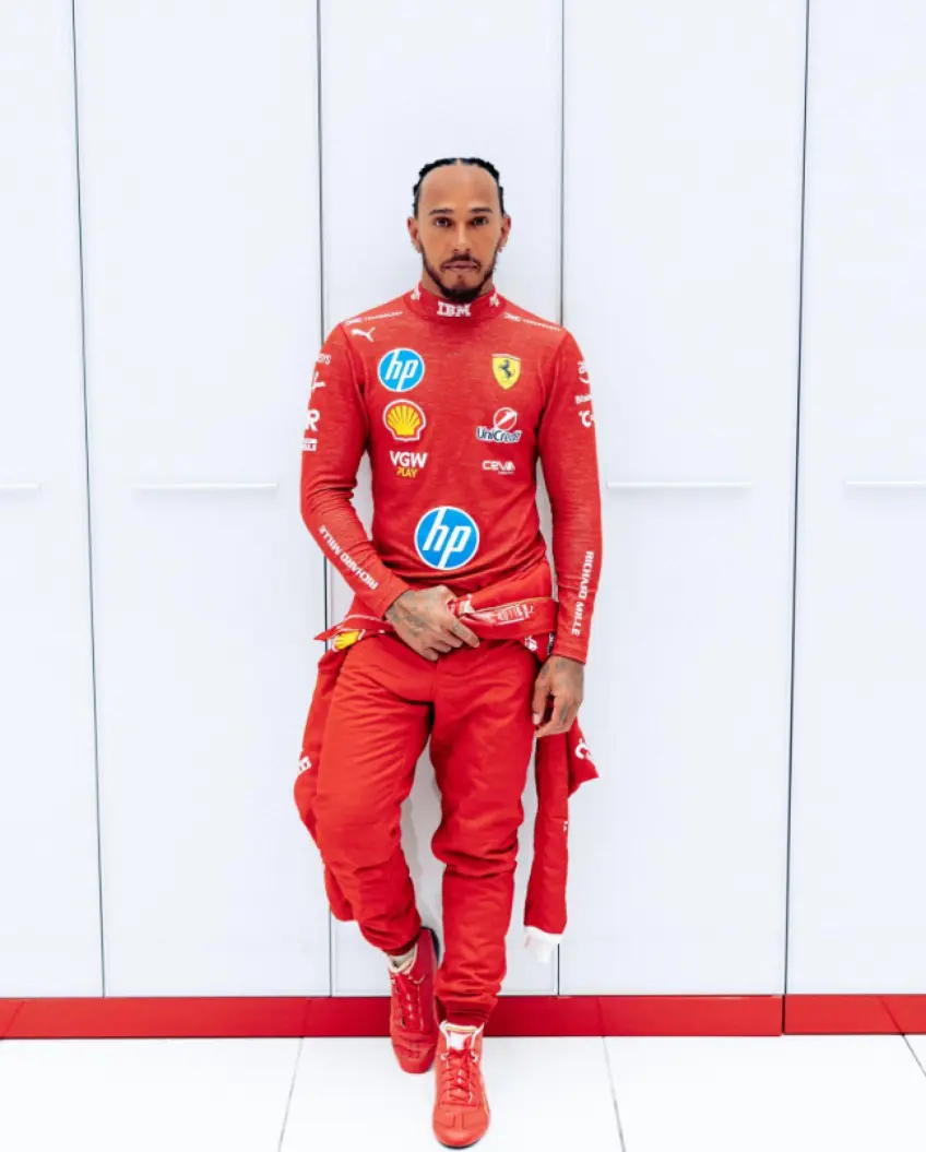 Lewis Hamilton makes history with first drive in a Ferrari car